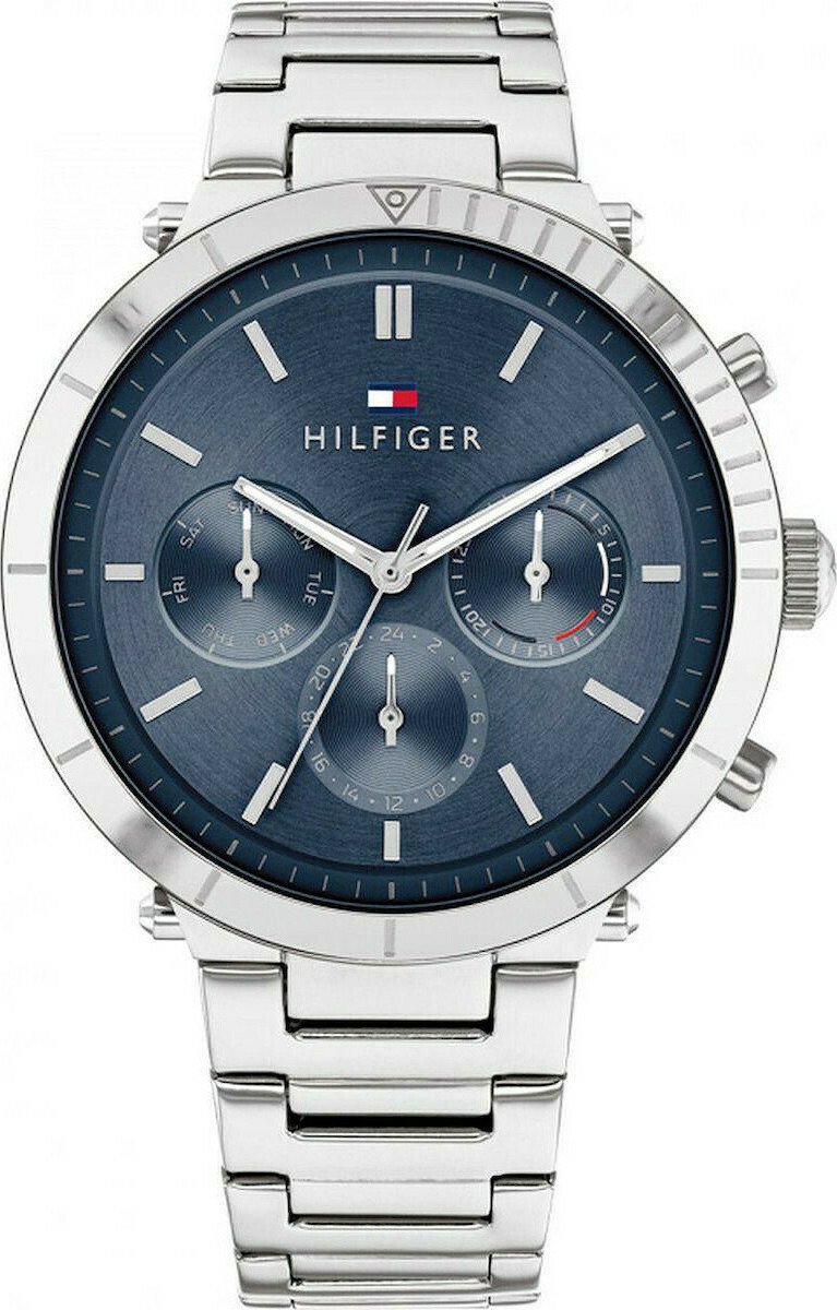Tommy Hilfiger Ρολόι Χρονογράφος με Ασημί Μεταλλικό Μπρασελέ 1782349 ...