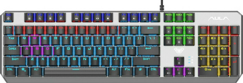 Aula F2066-II Gaming Πληκτρολόγιο με διακόπτες και RGB φωτισμό (Αγγλικό ...