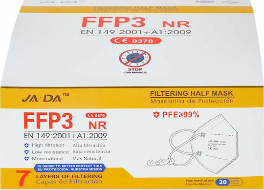 Jada JD-999 Μάσκα Προστασίας FFP3 NR PFE>99% σε Λευκό χρώμα 20τμχ | Skroutz.gr