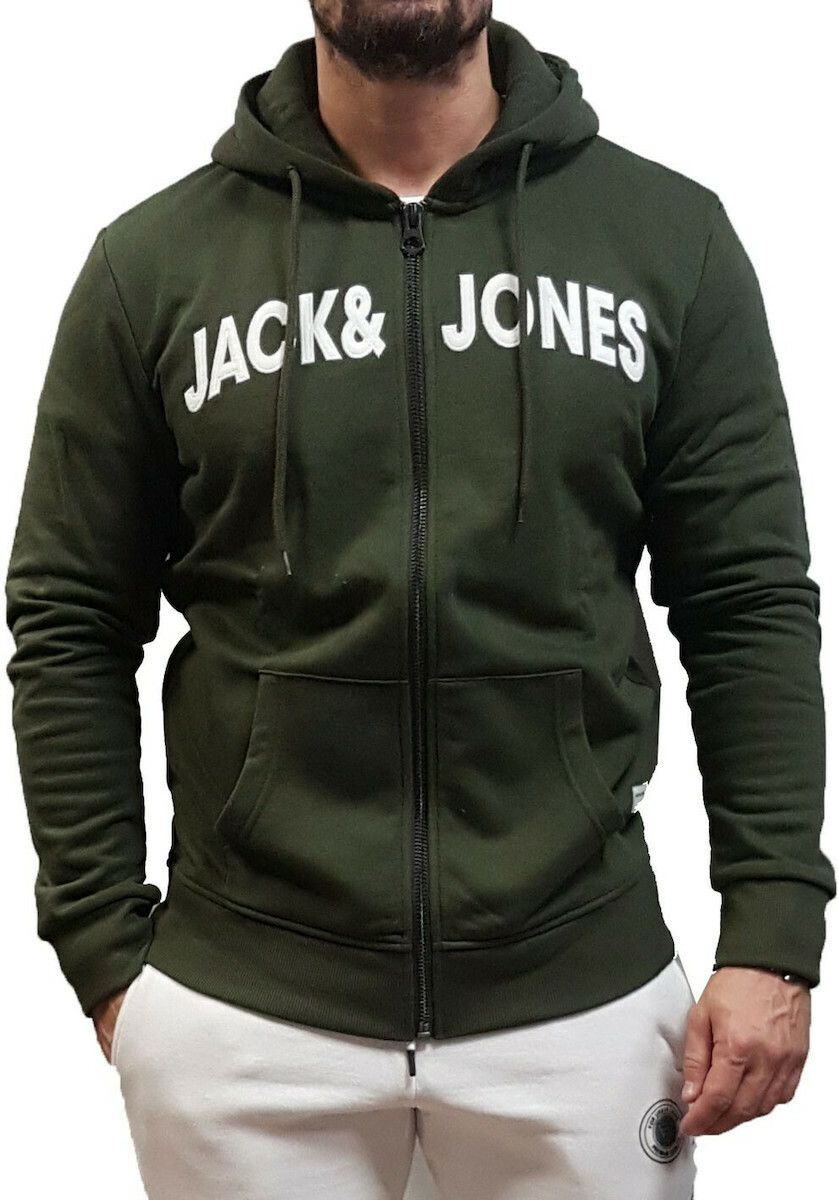 Jack & Jones 12189800 Ανδρική Φούτερ Ζακέτα με Κουκούλα και Τσέπες ...
