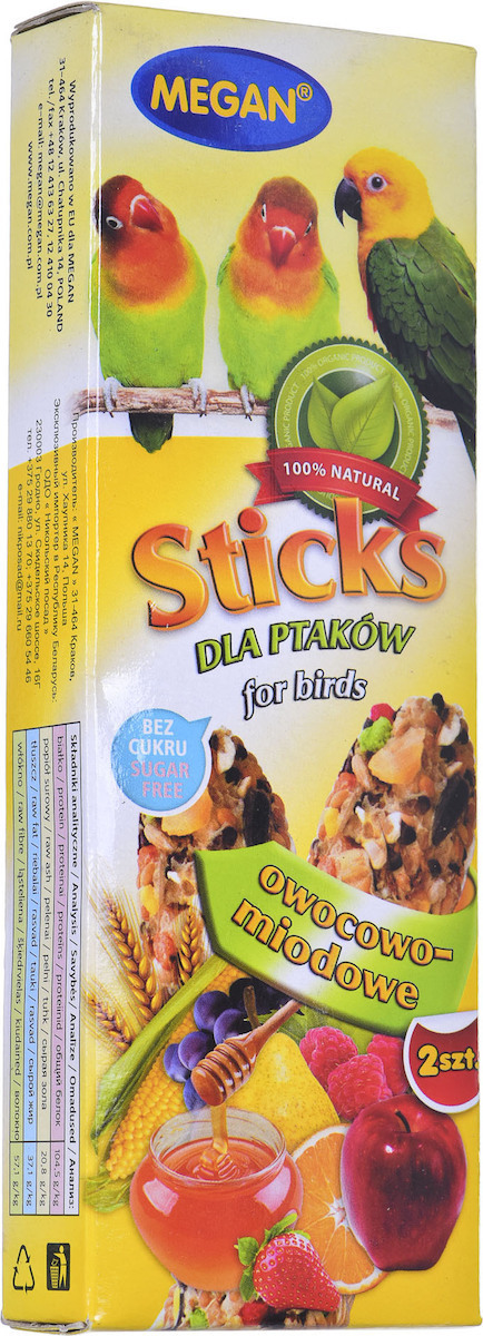 Megan Fruit & Honey Τροφή σε Stick για Πτηνά 2τμχ 0.15kg | Skroutz.gr
