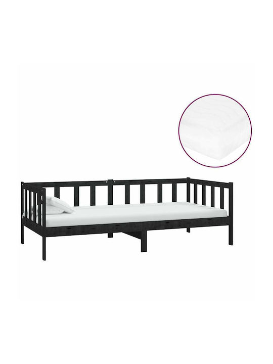 Καναπές Κρεβάτι Μονό από Μασίφ Ξύλο Μελί με Στρώμα & Τάβλες 90x200cm ...