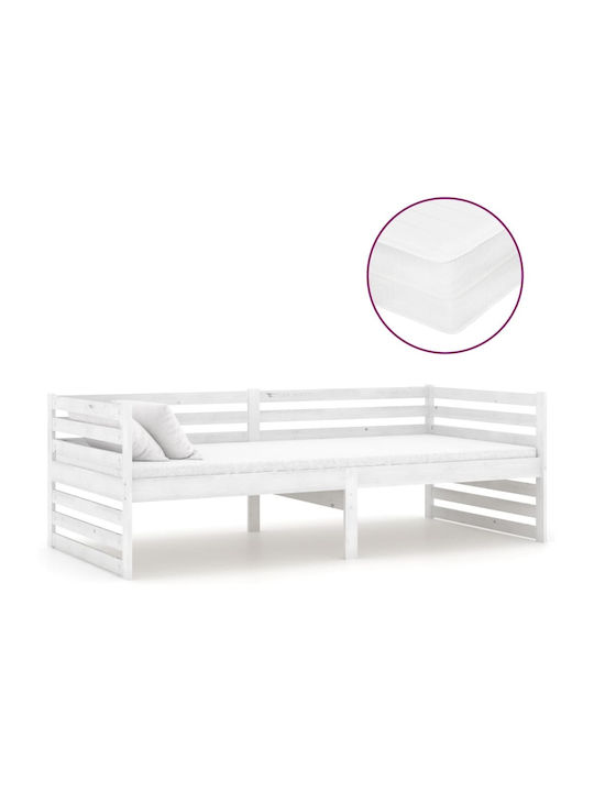 Καναπές Κρεβάτι Μονό από Μασίφ Ξύλο Μελί με Στρώμα & Τάβλες 90x200cm ...