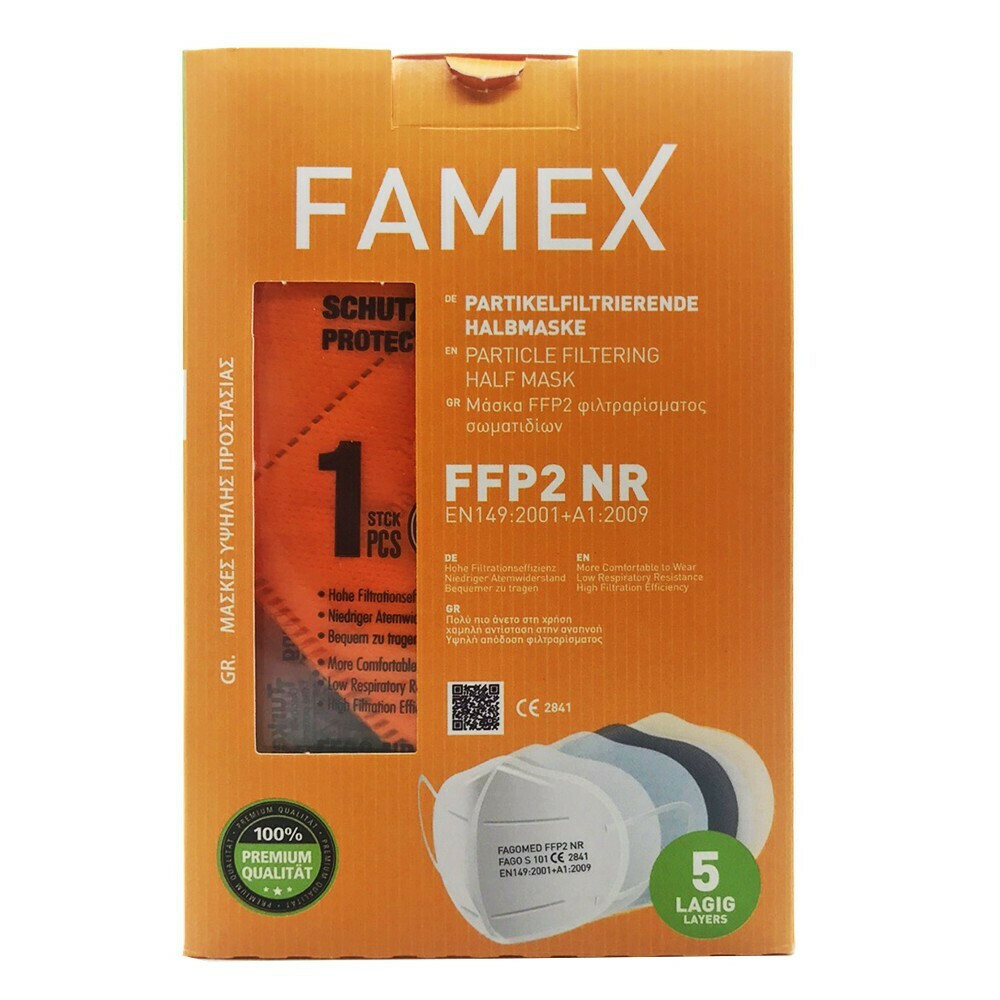 Famex Particle Filtering Half Μάσκα Προστασίας FFP2 NR σε Πορτοκαλί ...