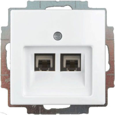 Abb Basic 55 Διπλή Πρίζα Δικτύου RJ45 χωρίς Πλαίσιο Τύπου Cat6 σε Λευκό ...