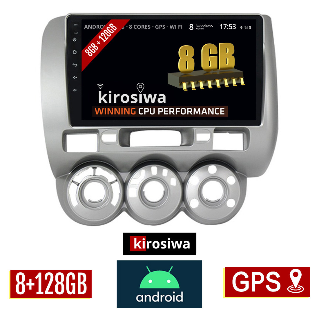 Kirosiwa Ηχοσύστημα Αυτοκινήτου για Honda Jazz 2002-2008 (Bluetooth/USB ...