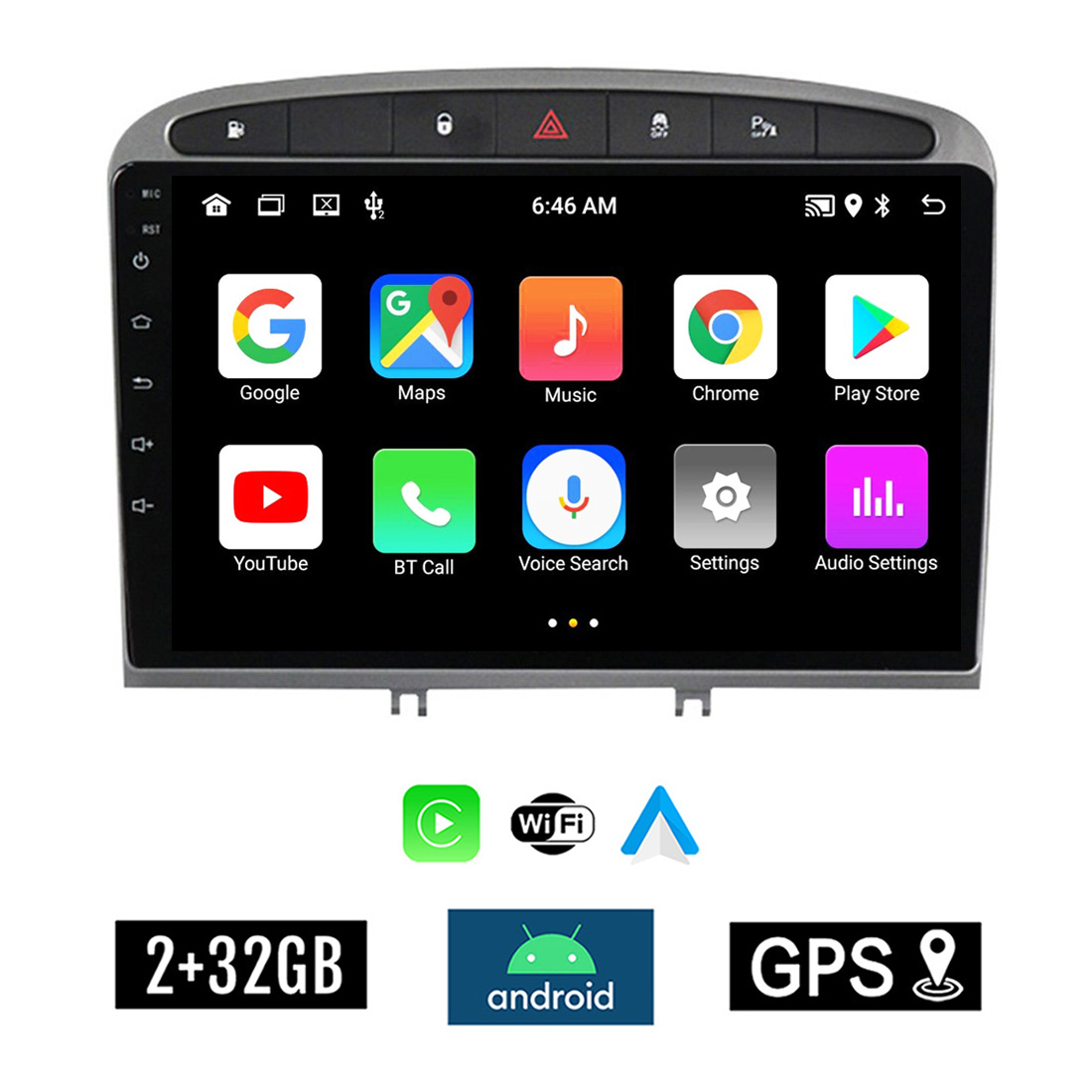 Kirosiwa Ηχοσύστημα Αυτοκινήτου για Peugeot 308 2007-2012 (Bluetooth/USB/AUX/WiFi/GPS/Apple ...