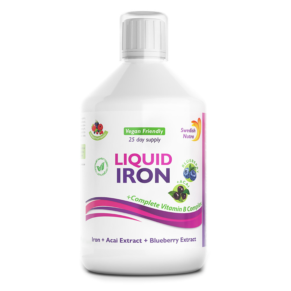 Swedish Nutra Liquid Iron & Complete Vitamin B Complex Natural Berry ...