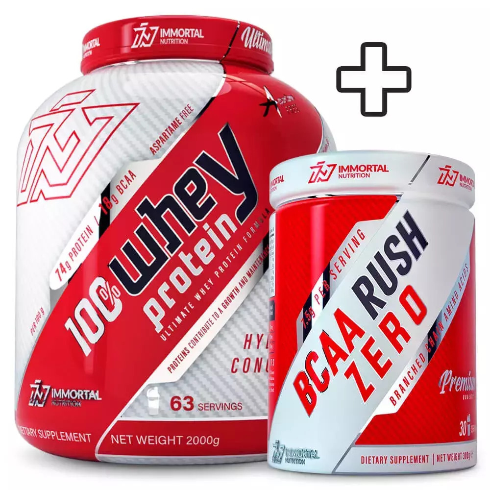 Immortal Nutrition 100% Whey Protein 2000gr Βανίλια & BCAA Rush Zero ...