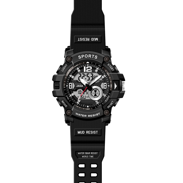 Jaga AD60F Αναλογικό/Ψηφιακό Ρολόι Χρονογράφος Μπαταρίας με Καουτσούκ ...