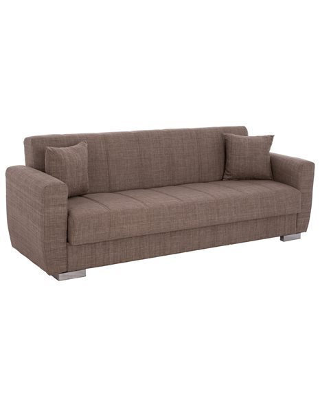 Polya Τριθέσιος Καναπές Κρεβάτι με Αποθηκευτικό Χώρο Καφέ 215x80εκ ...