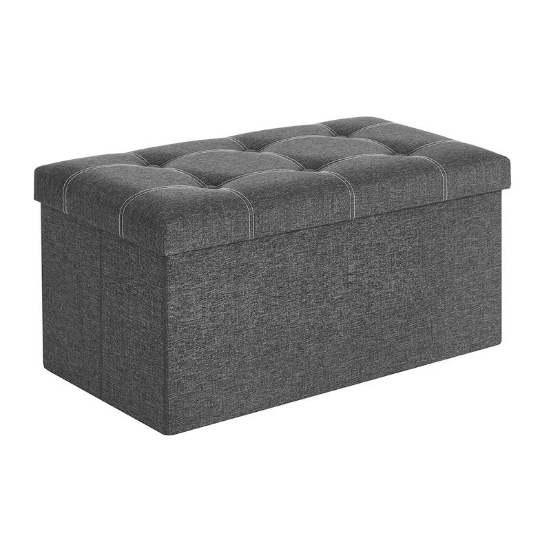 Scaune Taburet Pliabil Cu spațiu de depozitare Tapițat cu Țesătură Gri ...