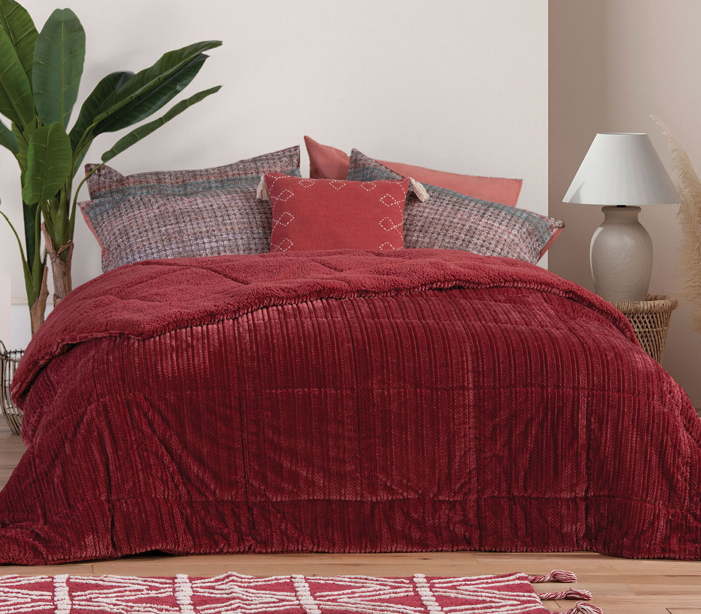 Nef-Nef Homeware Κουβερτοπάπλωμα με Γέμιση Hollowfiber Μονό 160x220εκ. Redict 23 Bordo 031793 ...