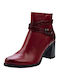 Tamaris Scarlet Δερμάτινα Γυναικεία Μποτάκια Αστραγάλου Μπορντό 1-25395 ...