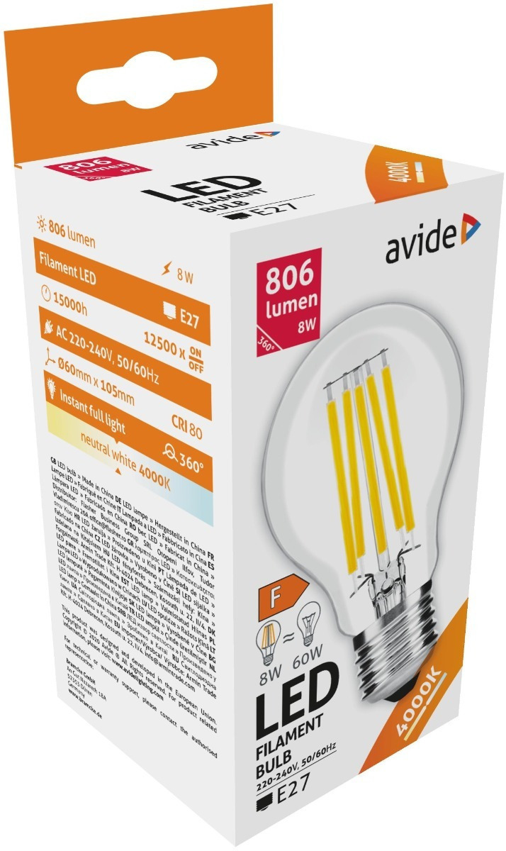 Avide ABLFG27NW-8W Λάμπα LED για Ντουί E27 Φυσικό Λευκό 806lm 15.001. ...