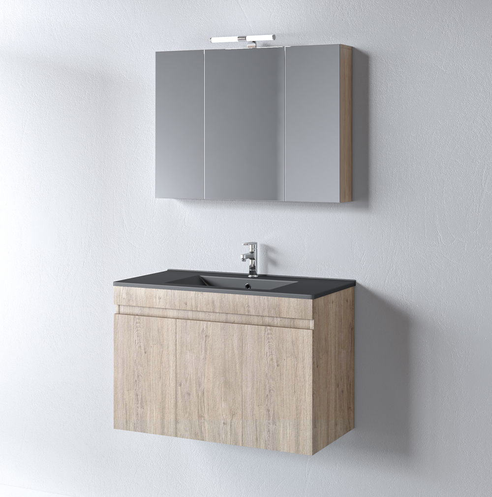 Martin Omega 90 9SOM090BOBW Πάγκος με Νιπτήρα & Καθρέπτη Μ87xΒ44xΥ60cm ...