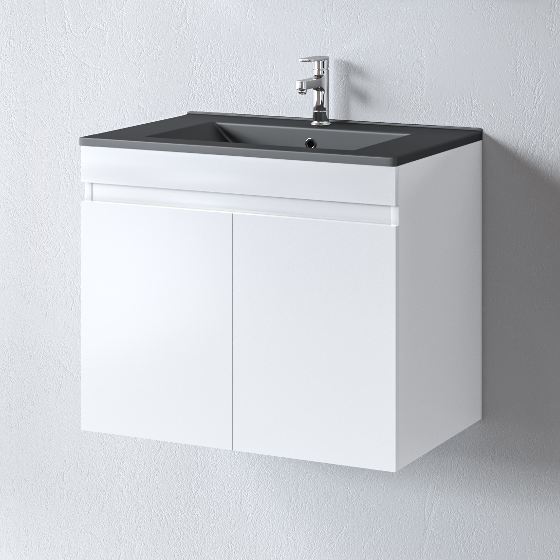 Martin Omega 75 3BOM075GLB Πάγκος με Νιπτήρα Μαύρο Μελαμίνη ...