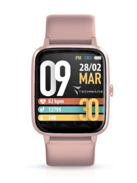 Techmade Move 37mm Smartwatch με Παλμογράφο (Ροζ) | Skroutz.gr