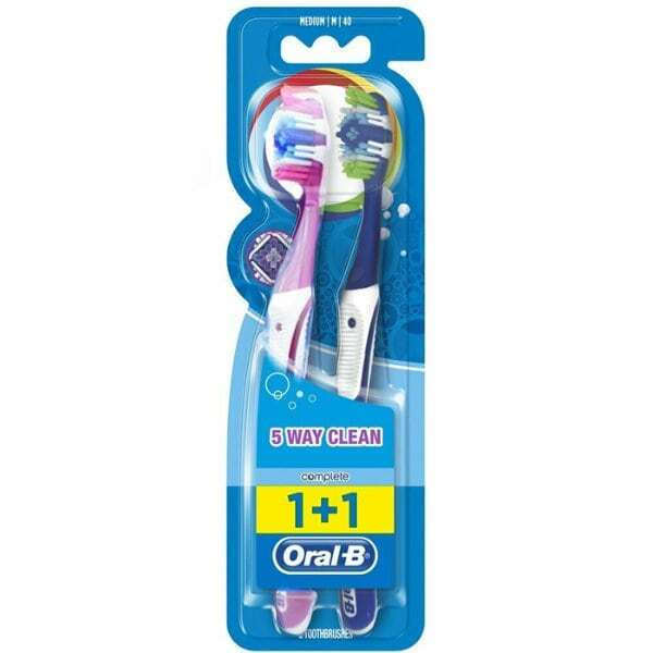 Oral-B Complete 5 Way Clean 40 Medium Φούξια / Μπλε 2τμχ | Skroutz.gr