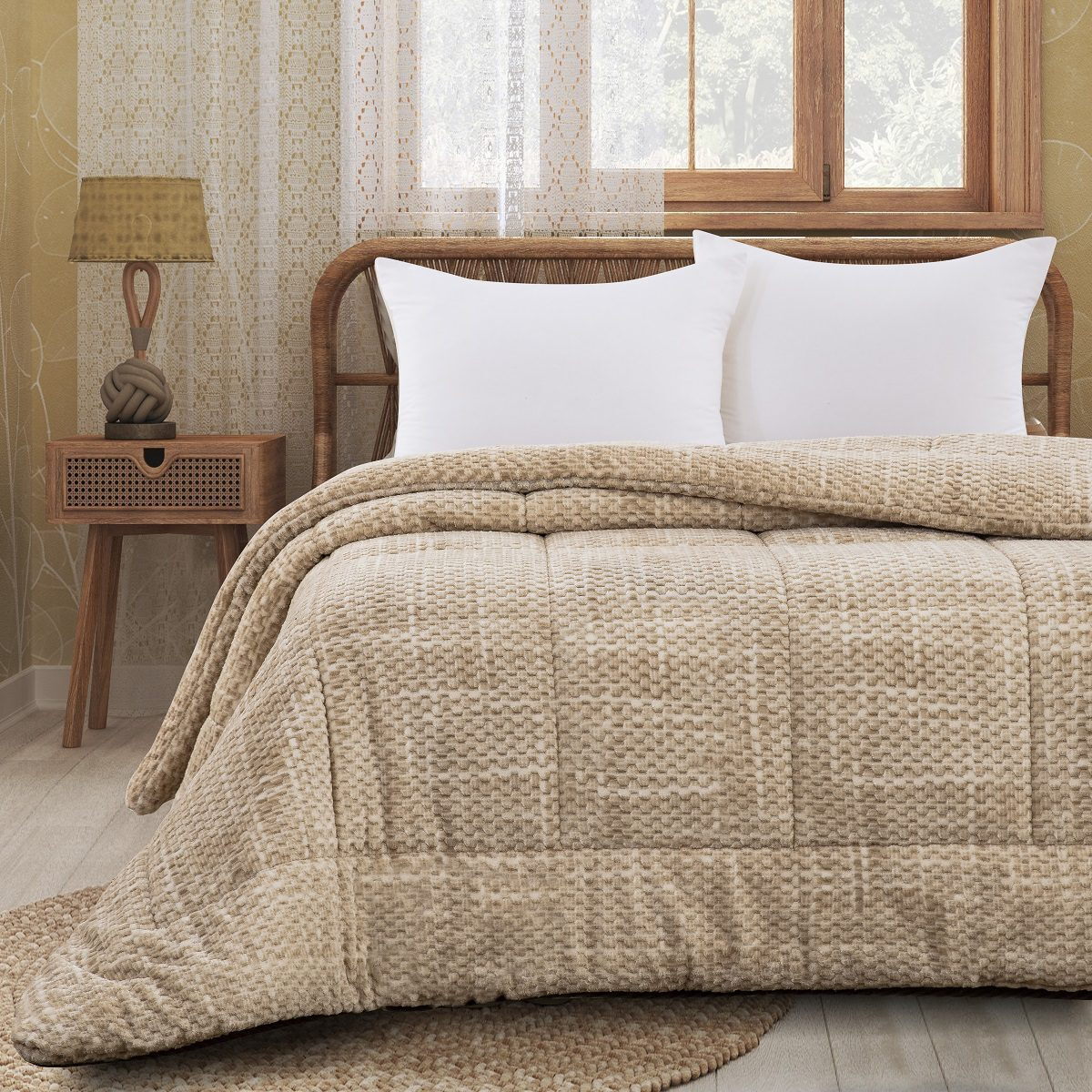 Adam Home Κουβερτοπάπλωμα Υπέρδιπλο 220x240εκ. 836 Beige AH-60425083615 ...