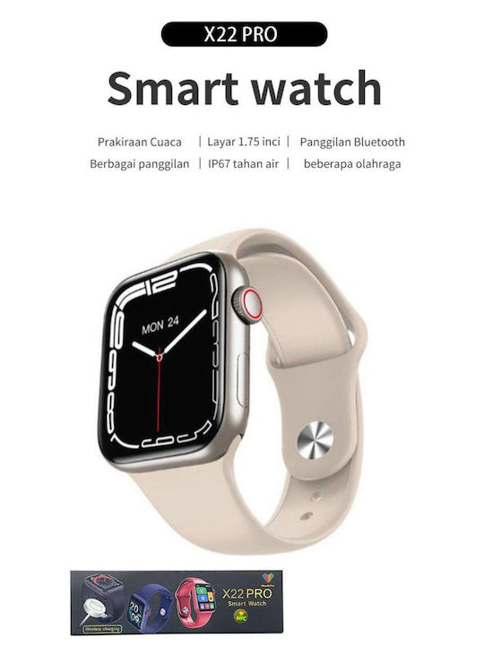 X22 Pro 44mm Smartwatch με Παλμογράφο (Μπεζ) | Skroutz.gr