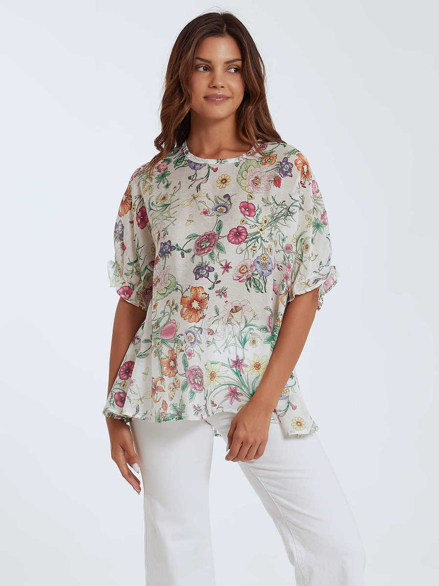 Celestino Γυναικεία Μπλούζα με Μανίκι 3/4 Καλοκαιρινή Floral Πολύχρωμη ...