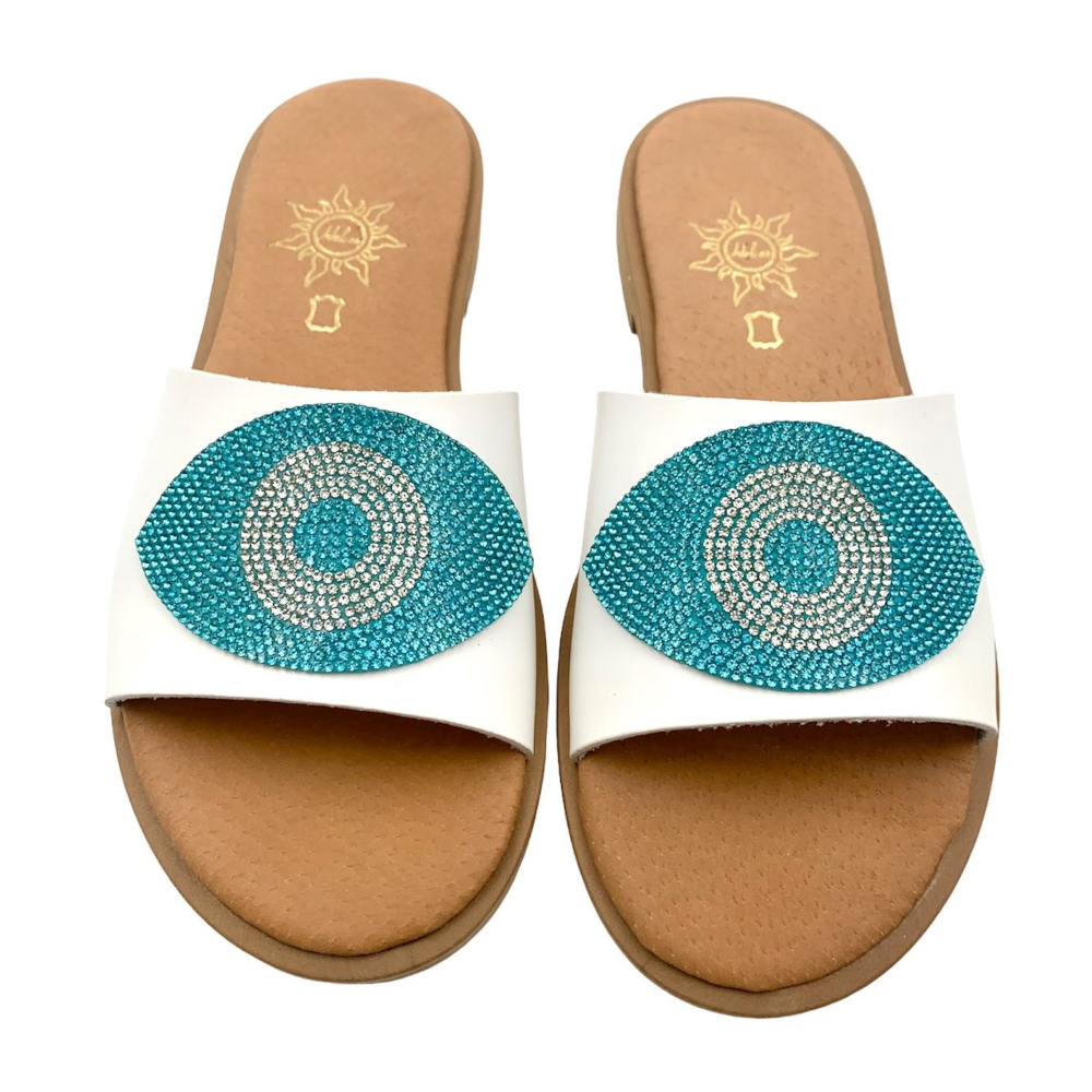 Helios Sandals Δερμάτινα Γυναικεία Σανδάλια σε Λευκό Χρώμα 24519 ...