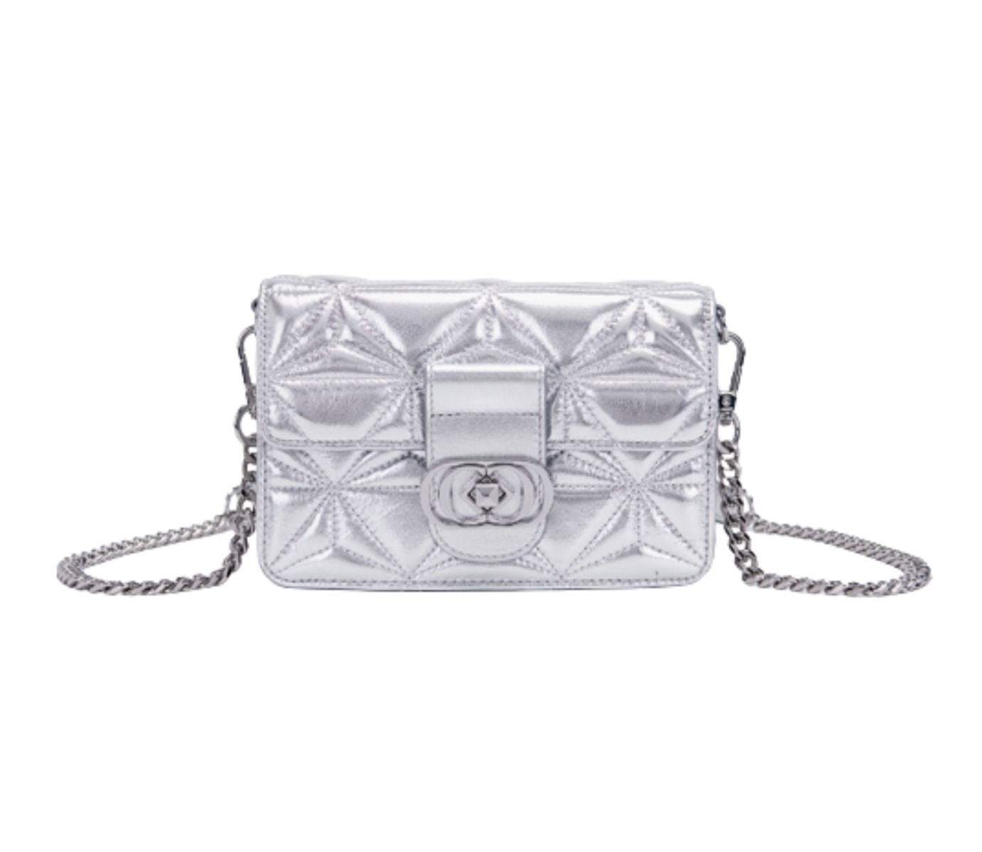 La Carrie Δερμάτινη Γυναικεία Τσάντα Ώμου Γκρι 132P-LX-411-LAM-SIL ...