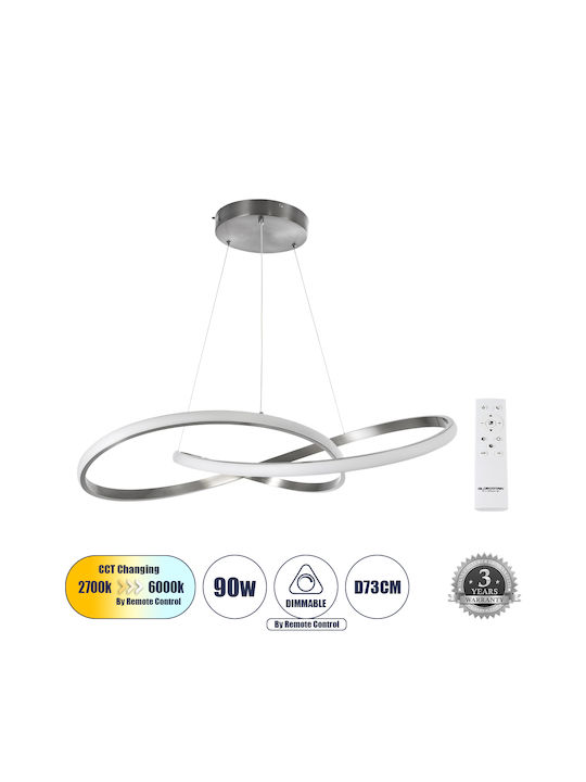 GloboStar Spirale Μοντέρνο Κρεμαστό Φωτιστικό με Ενσωματωμένο LED σε Ασημί Χρώμα 61285 | Skroutz.gr