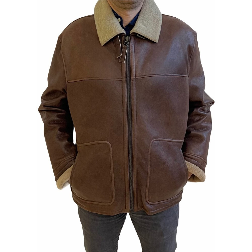 MARKOS LEATHER Men's Winter Leather Jacket Brown H-0830K | Skroutz.cy