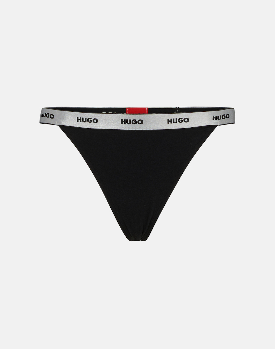 Hugo Boss Βαμβακερό Ψηλόμεσο Γυναικείο String Μαύρο 50502802-001 ...