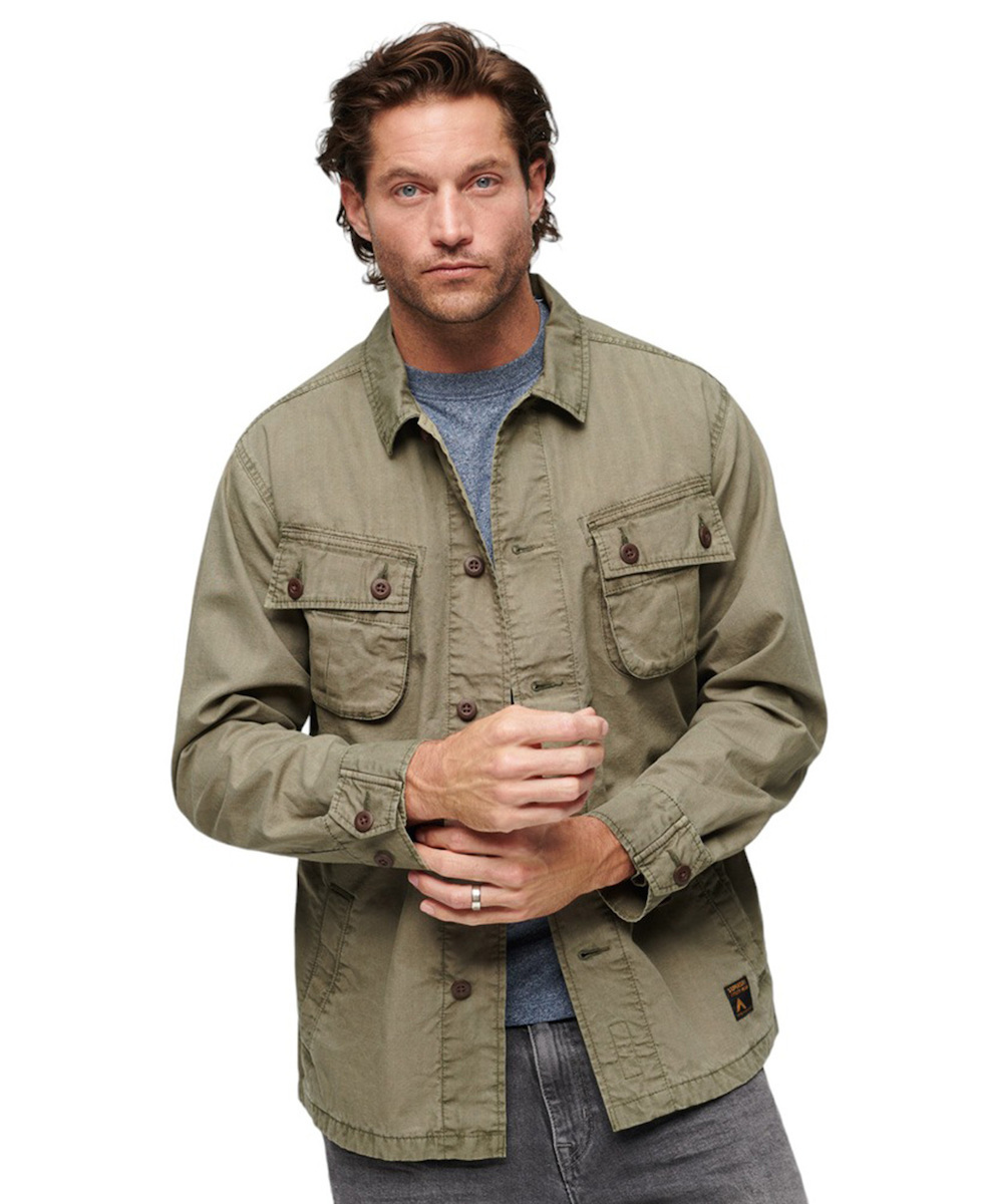 Superdry D3 Ovin Ανδρικό Πουκάμισο Overshirt Μακρυμάνικo Camo Χακί ...