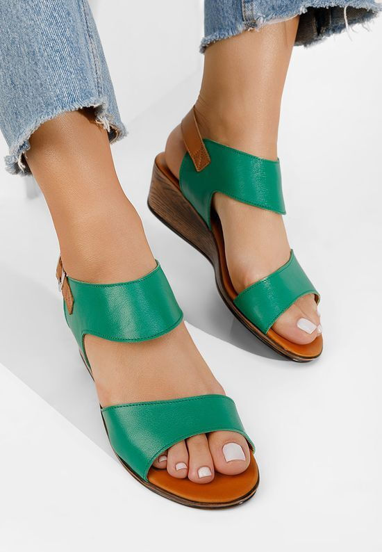 Zapatos Καλοκαιρινές Γυναικείες Πλατφόρμες Πράσινες SP-4228-VER-LTH-HAV ...