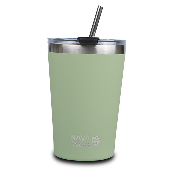 Nava Ποτήρι Θερμός Ανοξείδωτο 450ml Πράσινο με Καλαμάκι 10-262-112 ...