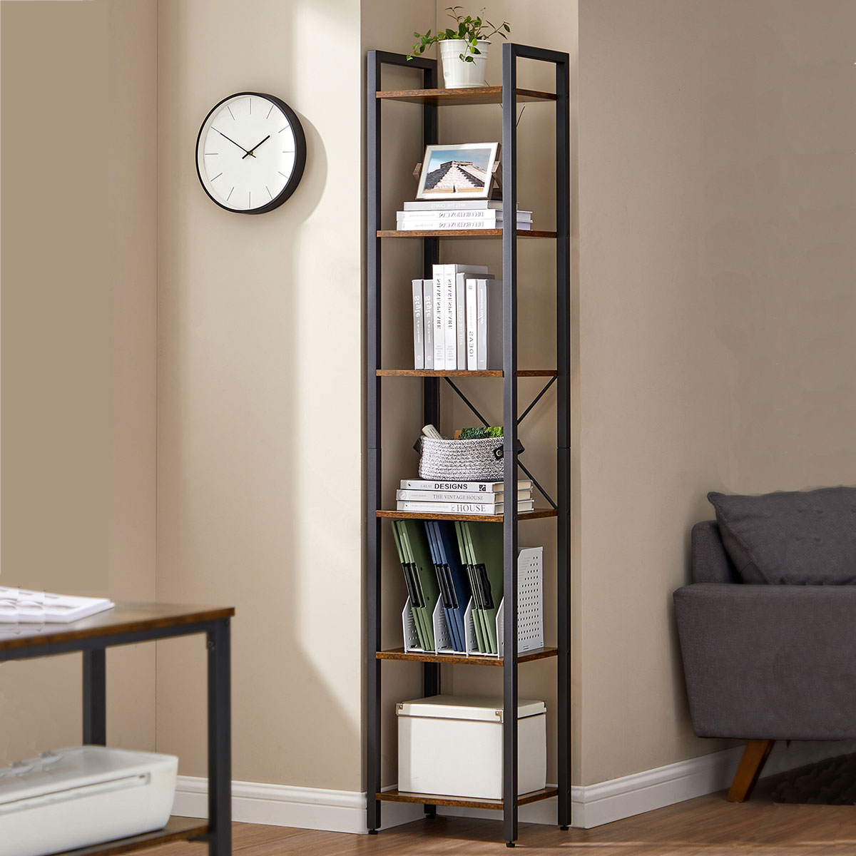 Ραφιέρα Δαπέδου LLS101B01 Καφέ 40x30x187.5εκ. | Skroutz.gr