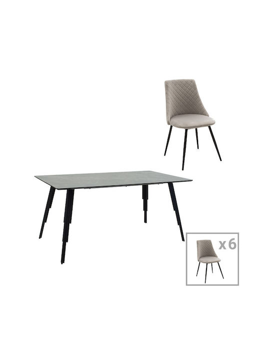 Τραπεζαρία Επεκτεινόμενη 7τμχ 120(+50)x80εκ. HM10010.04 | Skroutz.gr