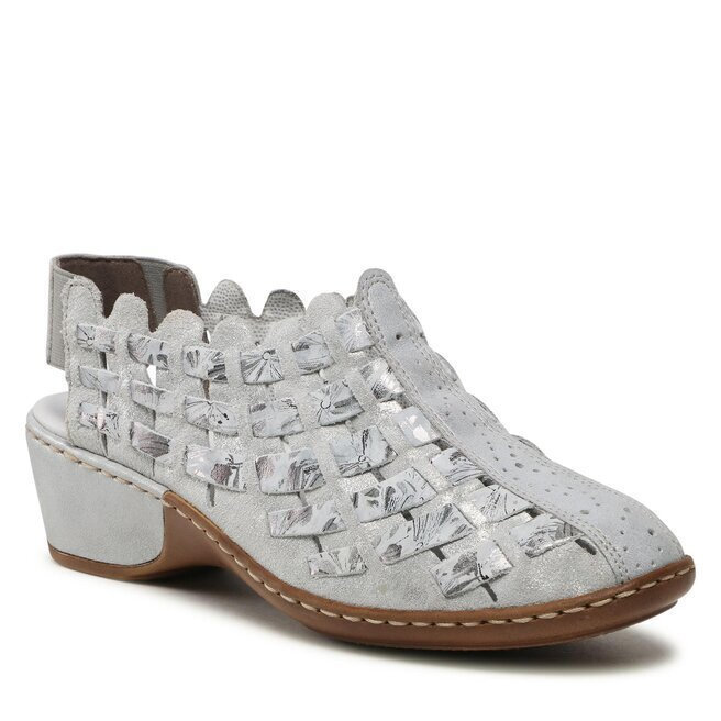 Rieker Καλοκαιρινές Γυναικείες Πλατφόρμες Ασημί 47156-40 | Skroutz.gr