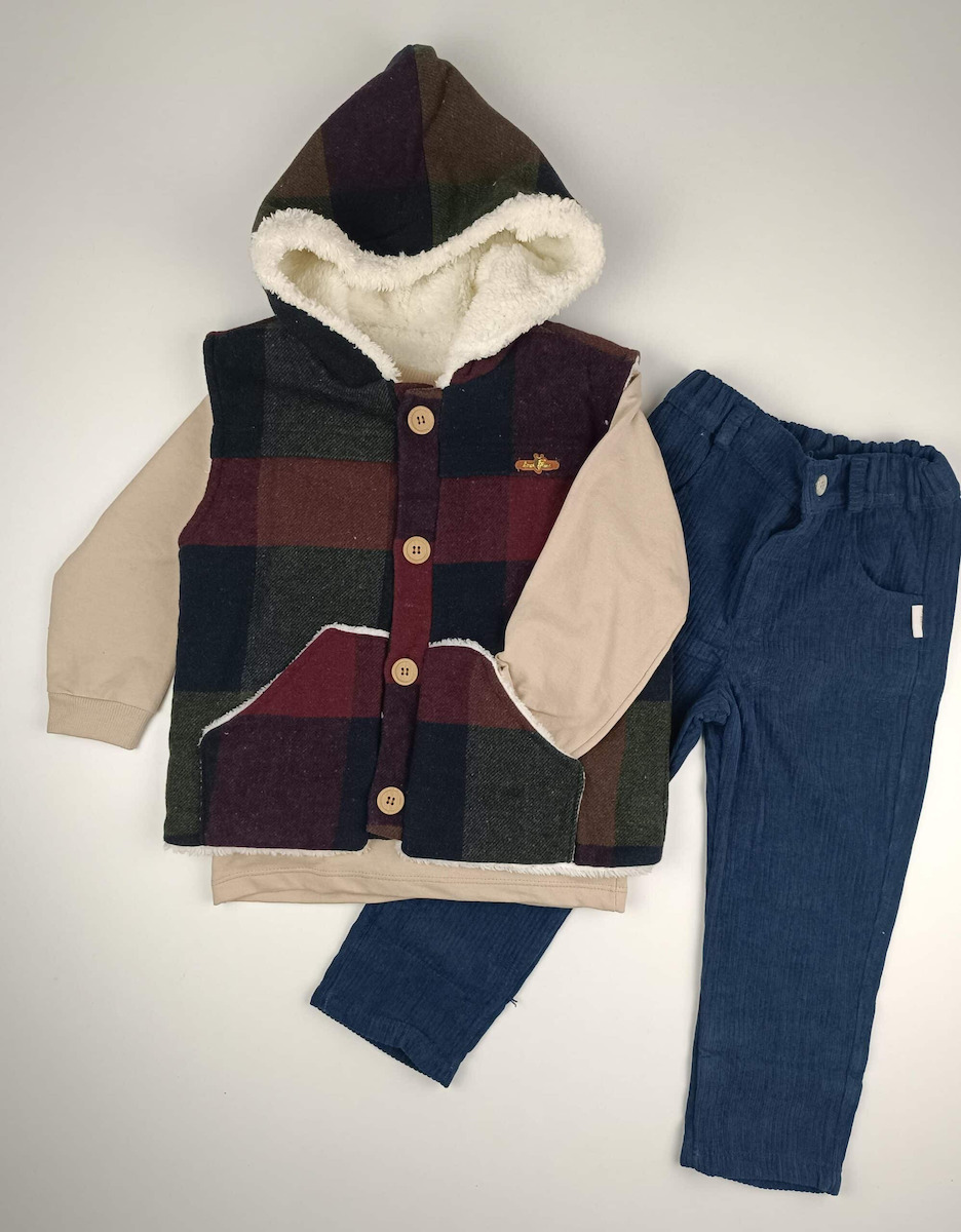 Sari Elma Παιδικό Σετ με Παντελόνι & Πανωφόρι Χειμερινό 3τμχ Μπορντό ...