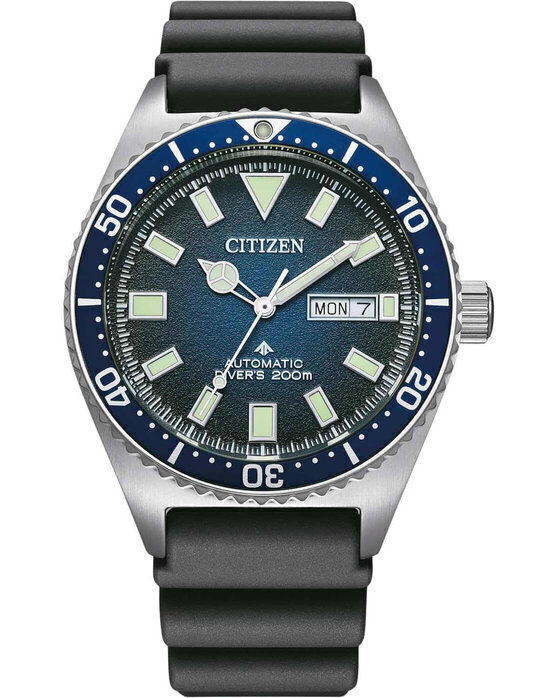 Citizen Ανδρικό Ρολόι 41mm Αυτόματο με Μαύρο Καουτσούκ Λουράκι NY0129 ...