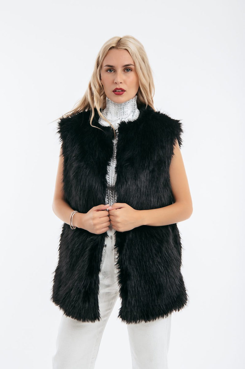 Freestyle Αμάνικη Κοντή Γυναικεία Γούνα Μαύρη 2301001 | Skroutz.gr