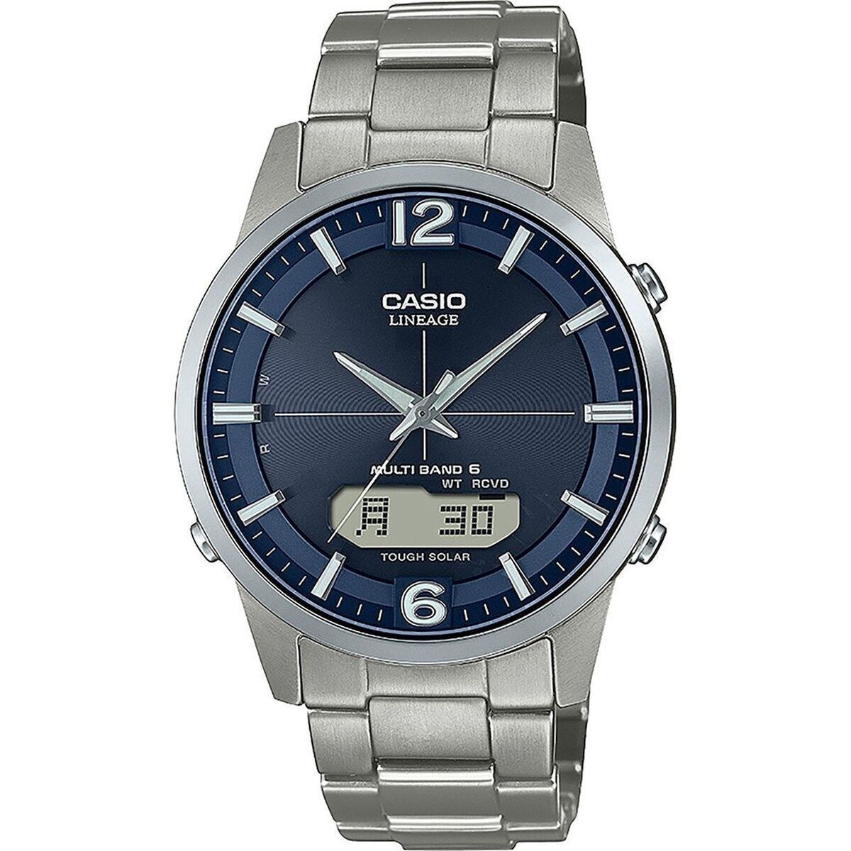 Casio Wave Ceptor Ceas Barbati 40mm Solar cu Brățară din Metal Argintie ...