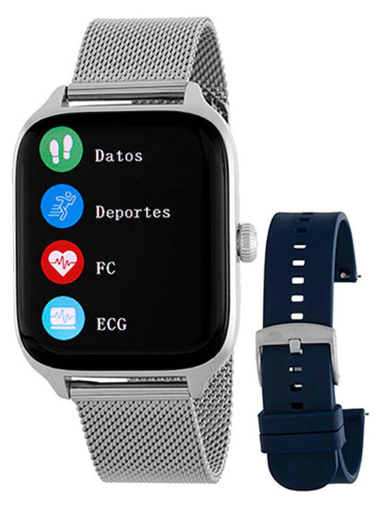 Marea B58011 Stainless Steel Smartwatch με Παλμογράφο (Ασημί) | Skroutz.gr