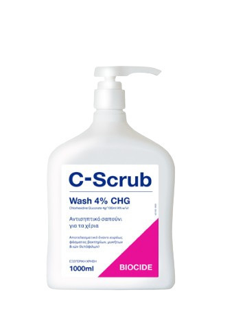 C-scrub Wash 4% Chg Αντισηπτικό Σαπούνι Χεριών Χλωρεξιδίνη 1000ml ...