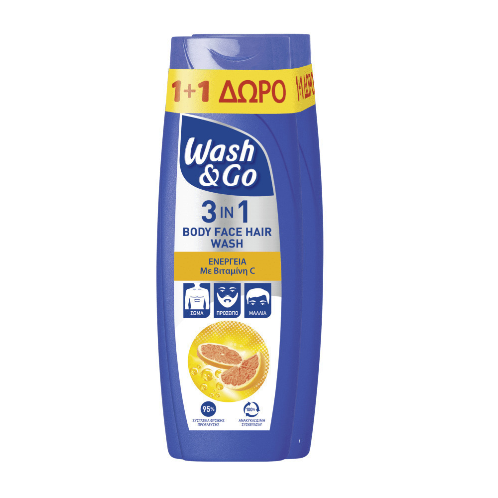 Wash & Go 3 in 1 με Βιταμίνη C Σαμπουάν 2x360ml | Skroutz.gr