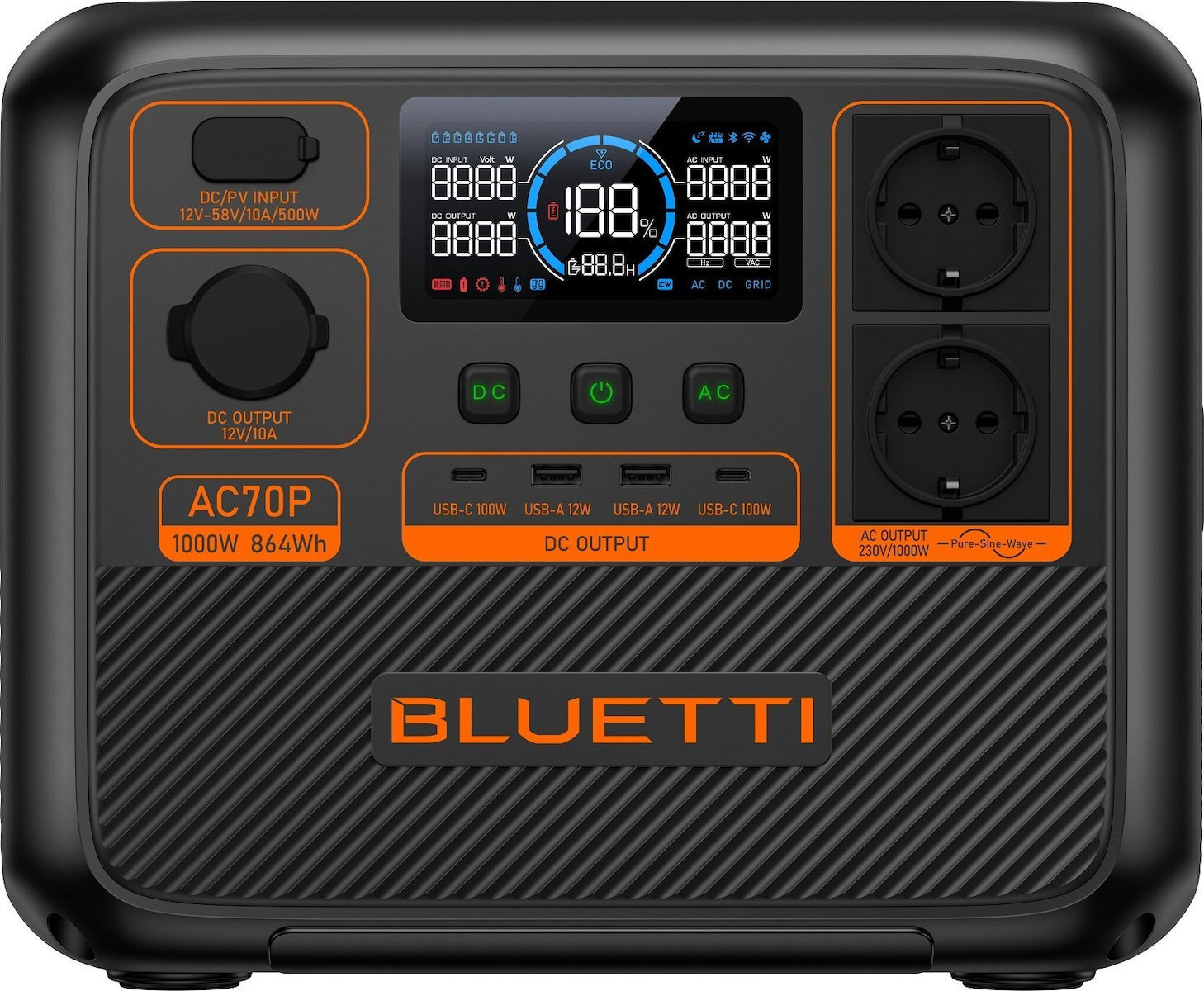 Bluetti AC70P Power Station Χωρητικότητας 864Wh (P-AC70P-EU-GY-BL-010) | Skroutz.gr