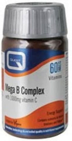 Quest Mega B Complex With 1000mg Vitamin C Βιταμίνη για τα Μαλλιά & τo Δέρμα 1000mg 60 ταμπλέτες ...