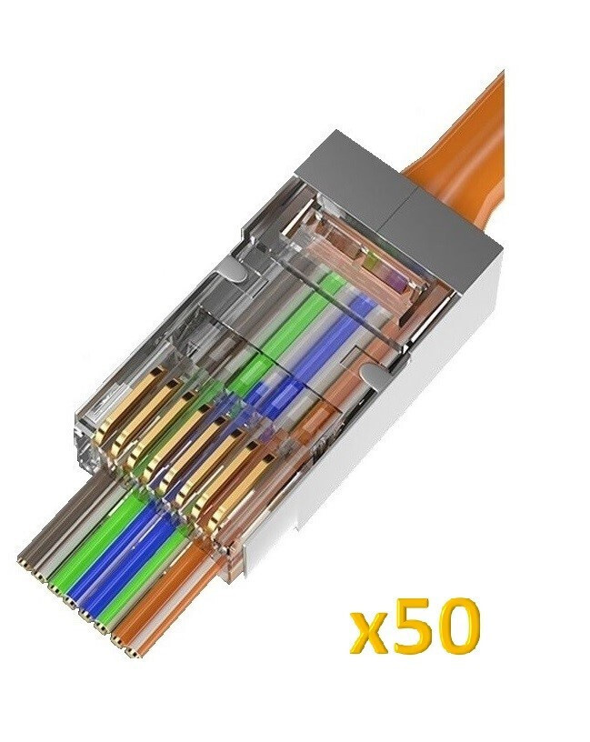 Sinet CAT6 EZ (30μ Gold Plated) Βύσμα RJ-45 male 50τμχ (SN-CAT6-EZRJ45S ...