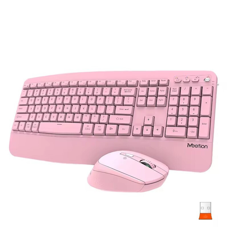 Meetion DirectorA Ασύρματο Σετ Πληκτρολόγιο & Ποντίκι Αγγλικό US Ροζ ...