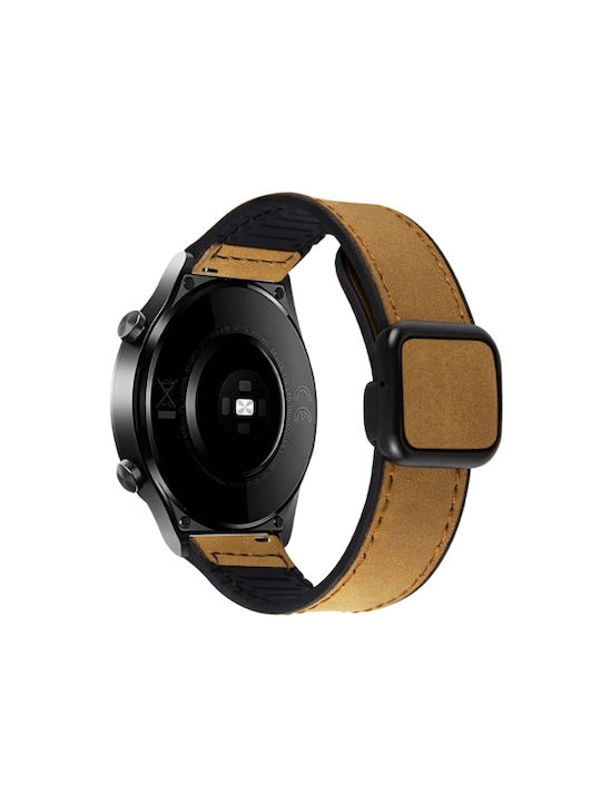 Δερμάτινο Λουράκι Μαγνητικό Κλείσιμο Garmin Forerunner 245 Light Brown ...