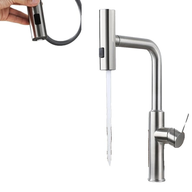 Flexible Kitchen Faucet Retractable Spout Brass Construction 42cm ...